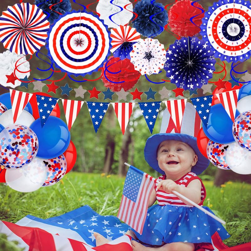 50PCS Patriotic Decorations, 4th of July Independence Day Red White ...