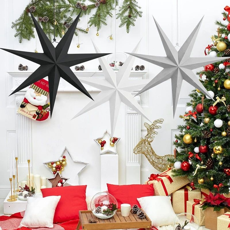18 Inch Paper Star Lanterns 7 Pointed Paper Stars Christmas Hanging ...