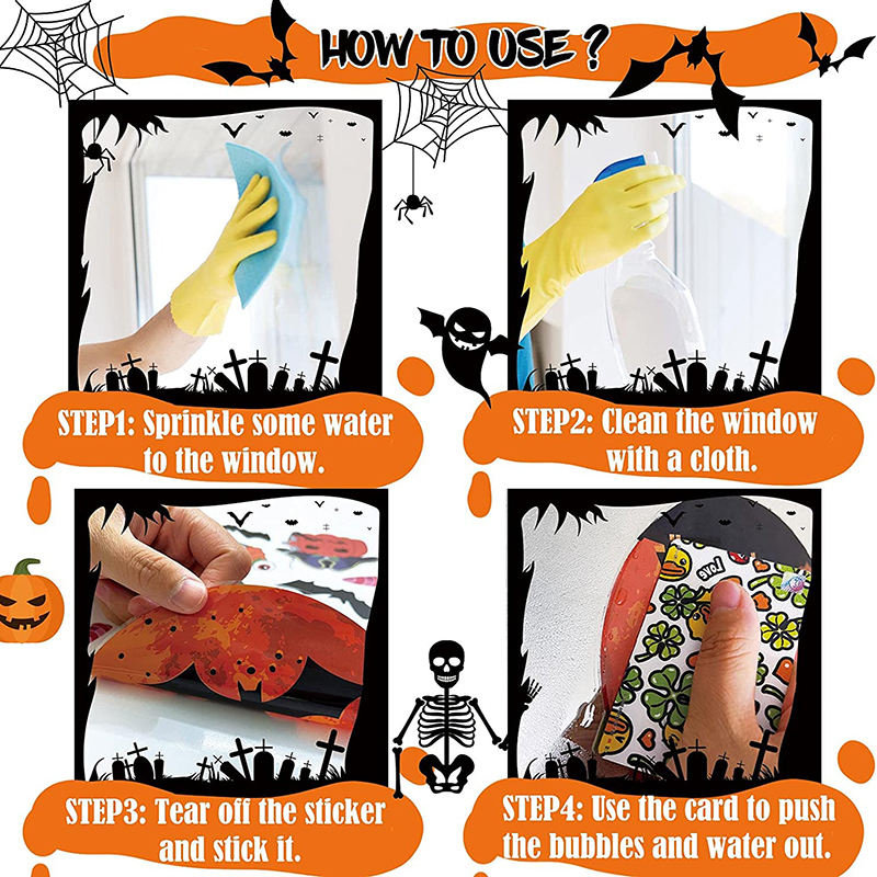 Halloween Celebration Horrifying Funny Window Stickers Halloween Window ...