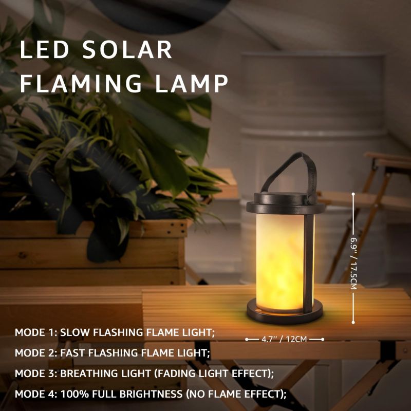 Solar Lanterns Outdoor Waterproof Flickering Flame Solar Lantern Lights ...