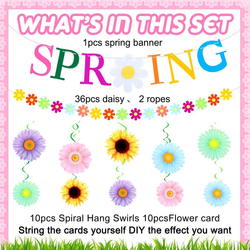 Ctosree Spring Party Decorations Set Includes Spring Banner Sun Flower ...