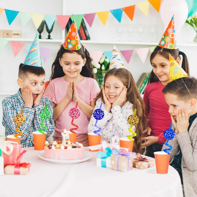 Disco Party Favors 24pcs Disco Ball Straws for 1970's Disco Fever Party ...