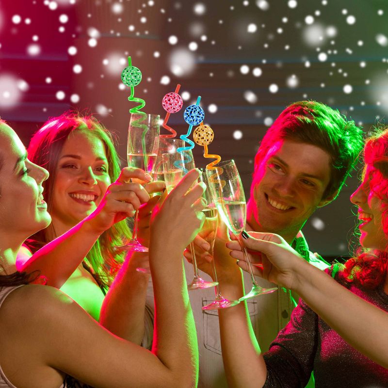 Disco Party Favors 24pcs Disco Ball Straws for 1970's Disco Fever Party ...