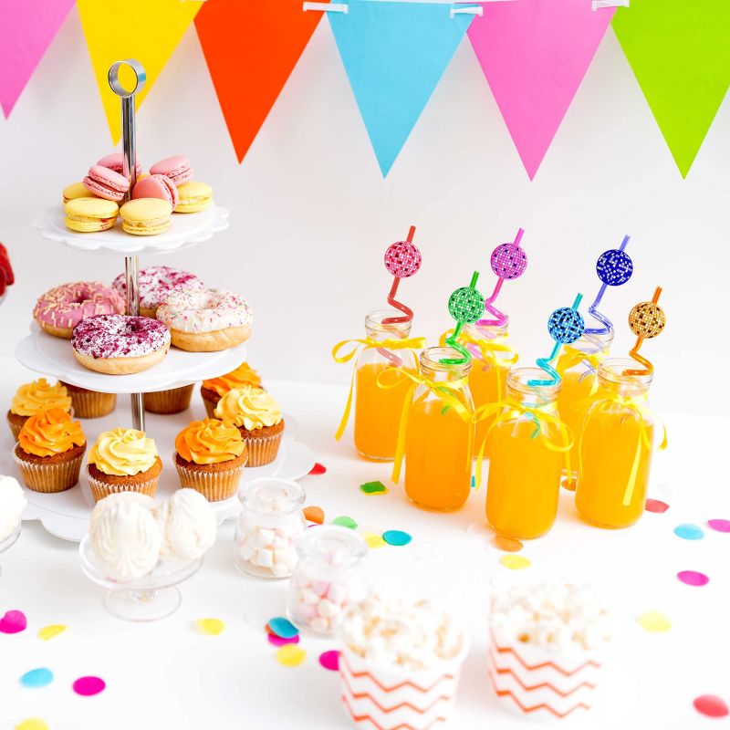 Disco Party Favors 24pcs Disco Ball Straws for 1970's Disco Fever Party ...