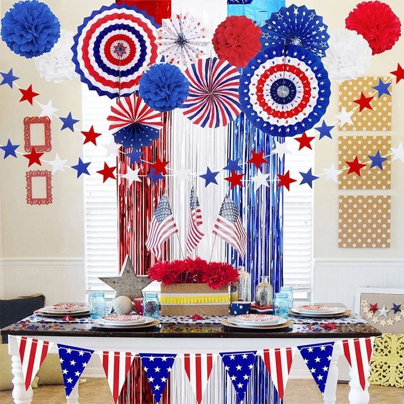 4th Of July Decorations Paper Fan | American Independence Day ...
