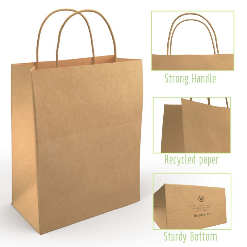 Brown Paper Bags With Handles Bulk 3 Assorted Size Gift Wrap Bags With ...
