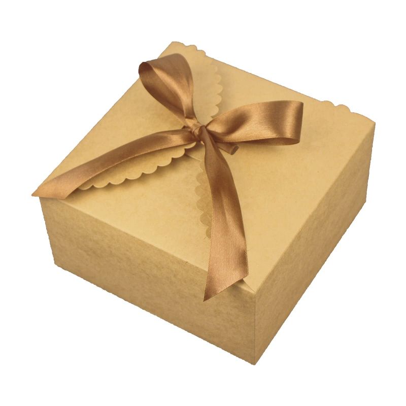 Brown Gift Box for Presents Small Empty Kraft Gift Boxes with Ribbon ...