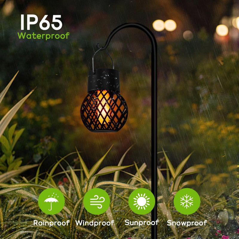 Hanging Solar Lights Outdoor Waterproof Mini Flickering Flame Solar ...