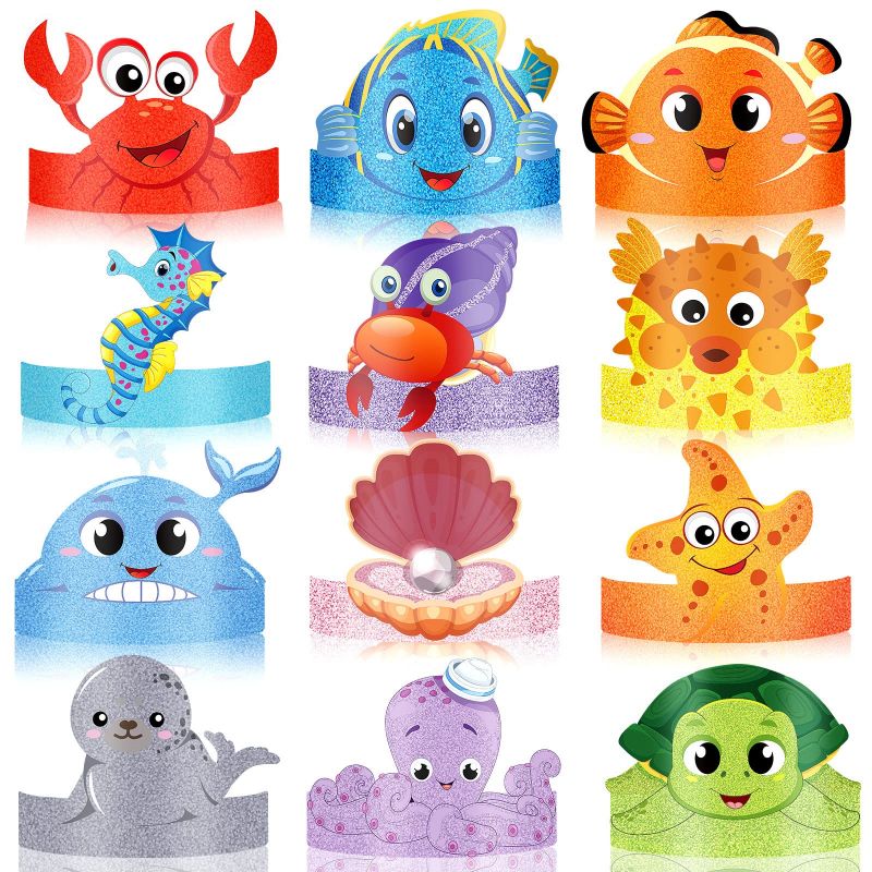 Sea Animals Headbands Birthday Party Hats Paper Party Crown for Kids ...