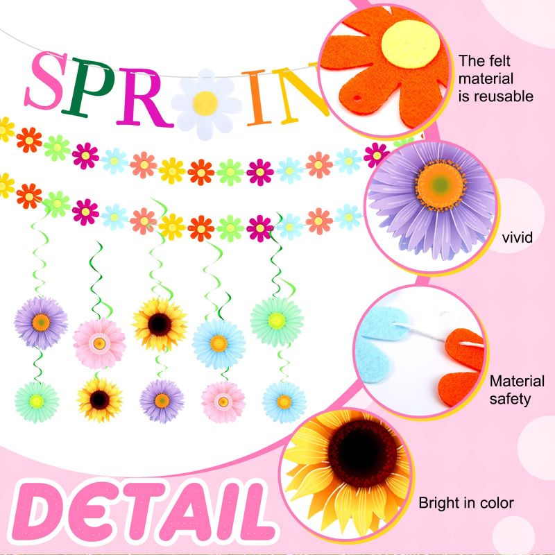 Ctosree Spring Party Decorations Set Includes Spring Banner Sun Flower ...