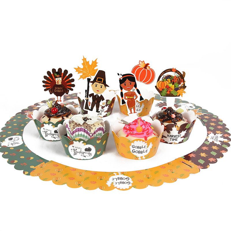 Thanksgiving Themed Cupcake Topper & Wrappers Kit Harvest Day Cupcake ...
