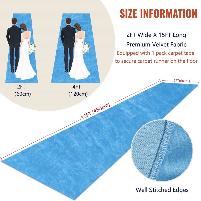 White Wedding Velvet Runner Aisle Carpet Runners with Carpet Tapes ...